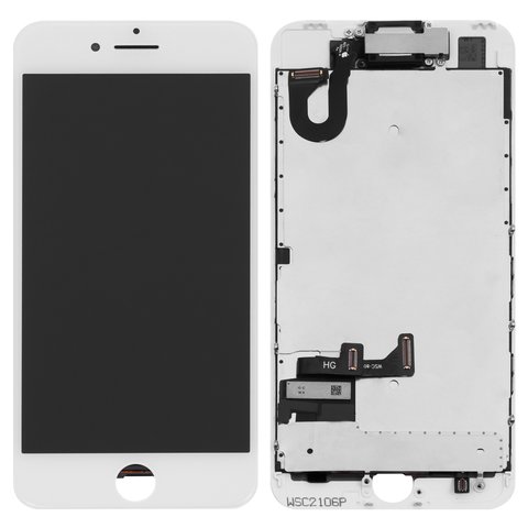 Pantalla LCD puede usarse con Apple iPhone 7, blanco, con marco, AAA ...
